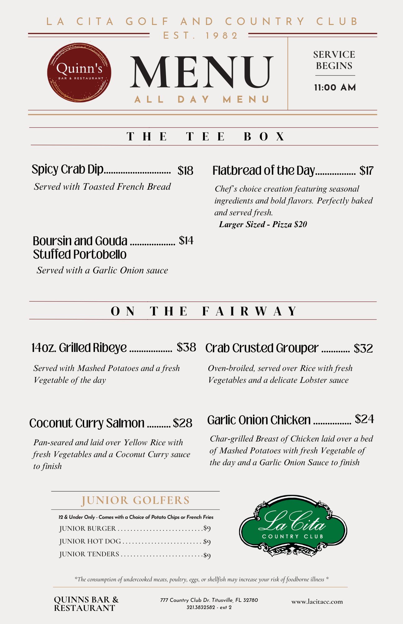 Quinn's Menus - La Cita Country Club
